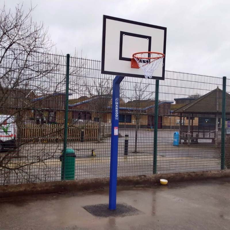 Socketed Mini Steel Basketball Goals with Wooden Backboards