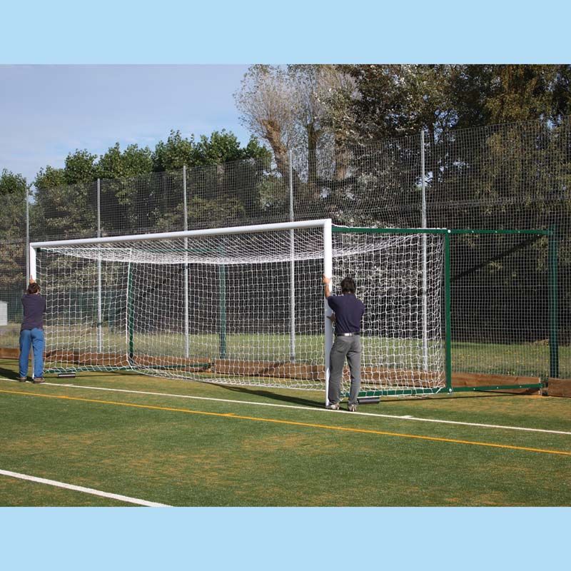 Fence Folding Football Goals (7.3m x 2.4m with 2.3-3.5m Projection)